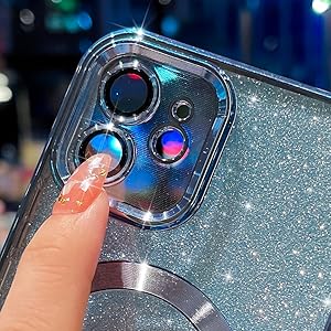 Amazon.com: MGQILING Compatible with iPhone 11 Magnetic Glitter Case, Luxury Plating Cute Bling ...
