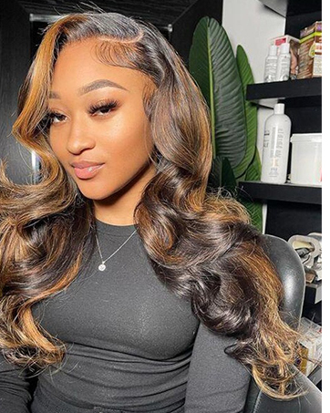 Amazon.com : 30 Inch Highlight Ombre Lace Front Wig Human Hair 13x6 Transparent Lace Frontal ...