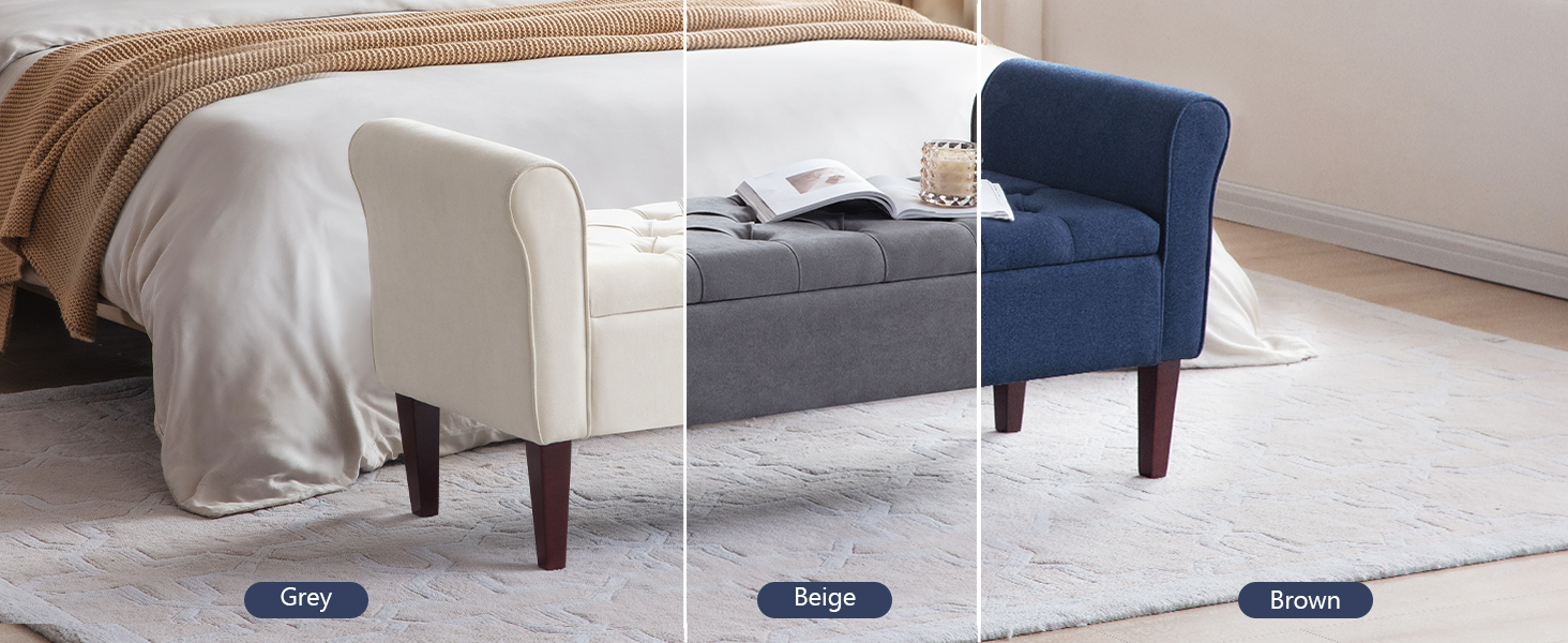 Amazon.com: HUIMO 50.4" Arm Storage Bench with 7.5-inch Solid Wood Legs, Button-Tufted Storage ...