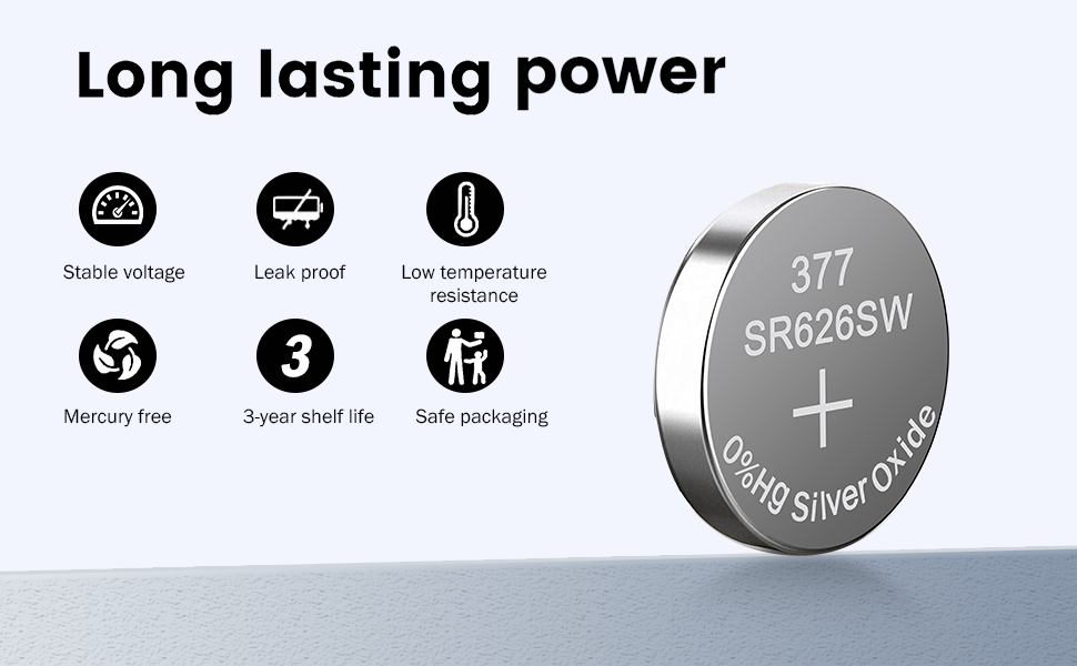 Amazon.com: Vtreneg 10 Pack SR626SW 377 376 Watch Battery LR626 377A 626 AG4 1.55V Silver Oxide ...