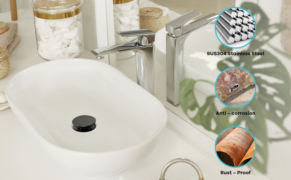 Amazon.com: Washsh Black Stainless Steel Bathroom Sink Drain with ...