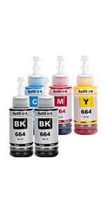 Amazon.com: SHUOLEI 664 T664 Ink Compatible T664 Refill Ink Bottles Work with ET-2650 ET-2500 ET ...