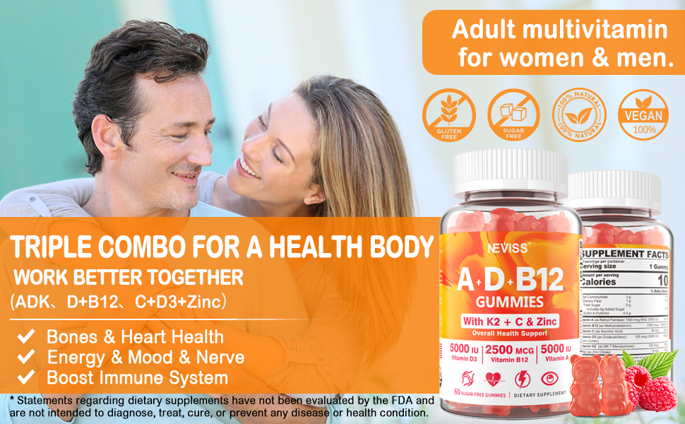 Amazon.com: Sugar-Free Vitamin ADK + Vitamin B12 Gummies for Adults ...