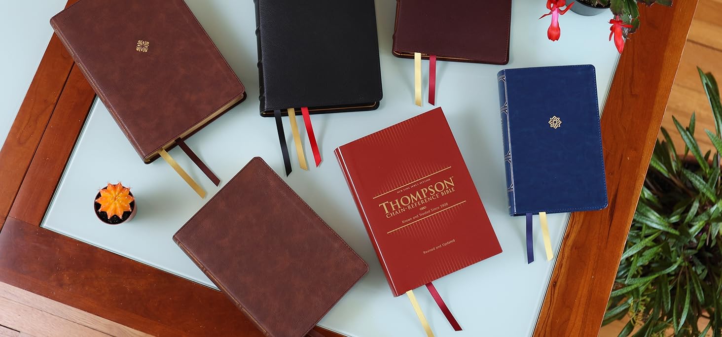 NKJV, Thompson Chain-Reference Bible, Large Print, Leathersoft, Brown, Red Letter, Comfort Print ...