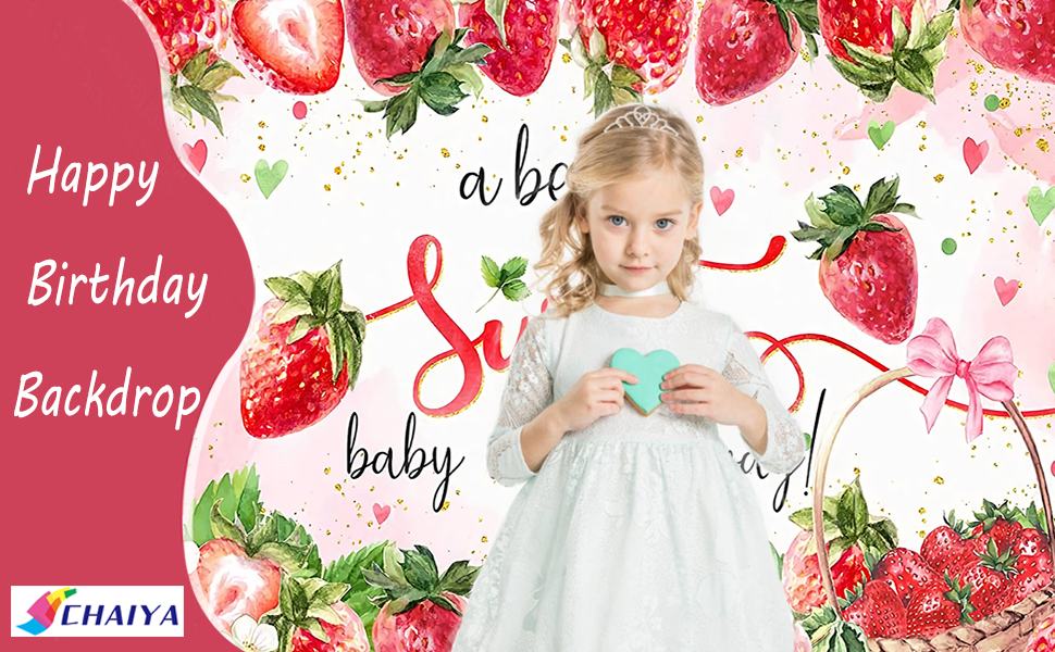 Amazon.com : CHAIYA 7x5ft Strawberry Baby Shower Backdrop - Pink Vinyl - Includes: Strawberry ...