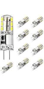 Joutameili 10 Pack G4 LED Bulb 12V AC DC 2.5W Bi-Pin Base G4 Bulb 20W 30W T3 LED Halogen Lights ...