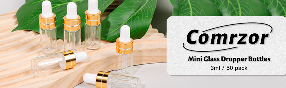 Amazon.com: Comrzor 50 Pack 3ml Clear Glass Dropper Bottles with 2 Pcs Plastic Droppers, Mini ...