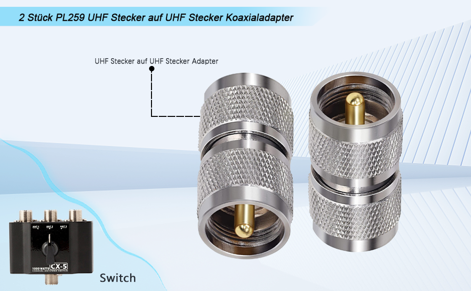 TUOLNK UHF Koaxialstecker PL259 UHF Stecker auf UHF Stecker Koaxialadapter PL-259 Stecker für ...