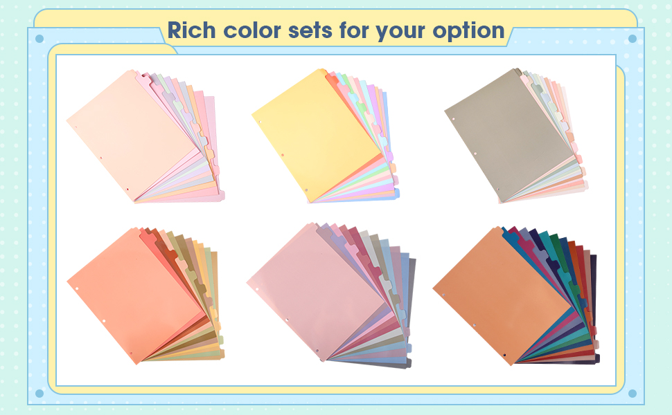 Amazon.com : Honoson 12 Sets 12 Tab Binder Dividers for 3 Ring Binders ...