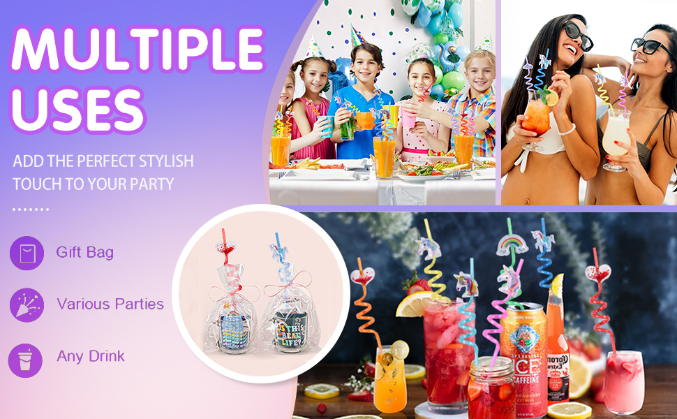 Amazon.com: 24Pcs Party Favors Reusable Drinking Straws, Crazy Silly ...