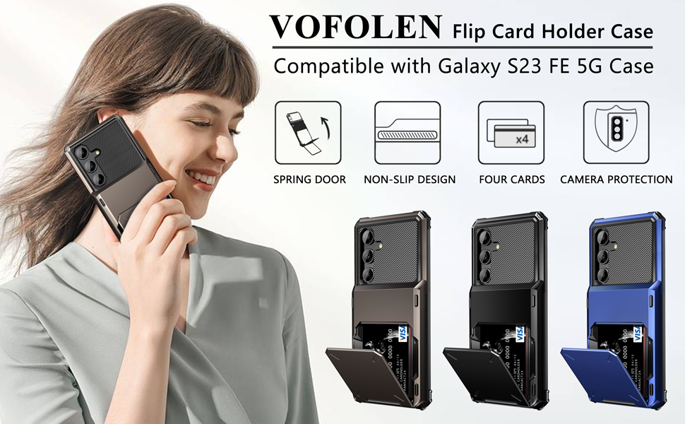 Amazon.com: Vofolen for Samsung Galaxy S23 FE Wallet Case with Card Holder, 4-Card Dual Layer ...