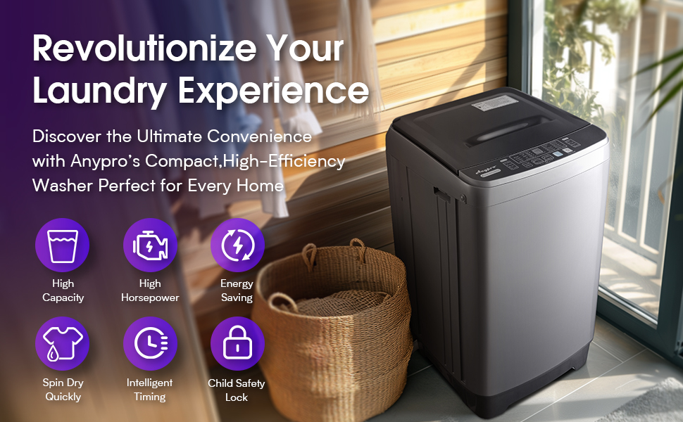 Amazon.com: Anypro Portable Clothes Washing Machines 17.8LBS Full Automatic Washer and Spinner ...