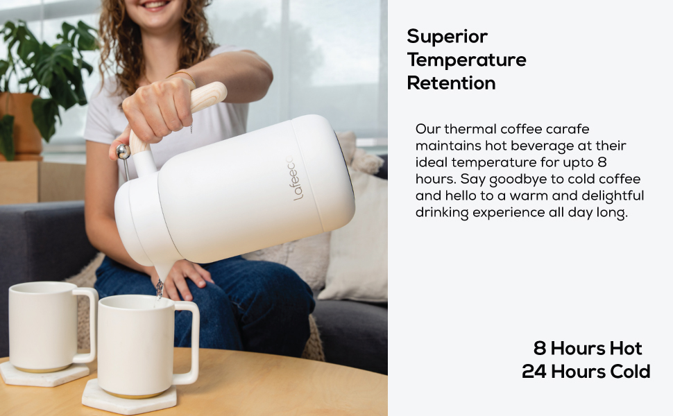 Amazon.com: Lafeeca Thermal Coffee Carafe - Tea Pot for Keeping Hot & Iced Cold - Water Pitcher ...