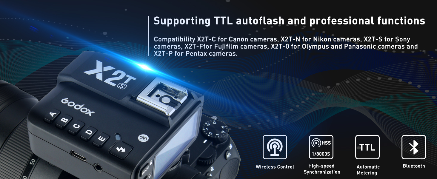 Amazon.com : Godox X2T-S TTL Wireless Flash Trigger for Sony - Bluetooth Support,2.4G HSS 1 ...