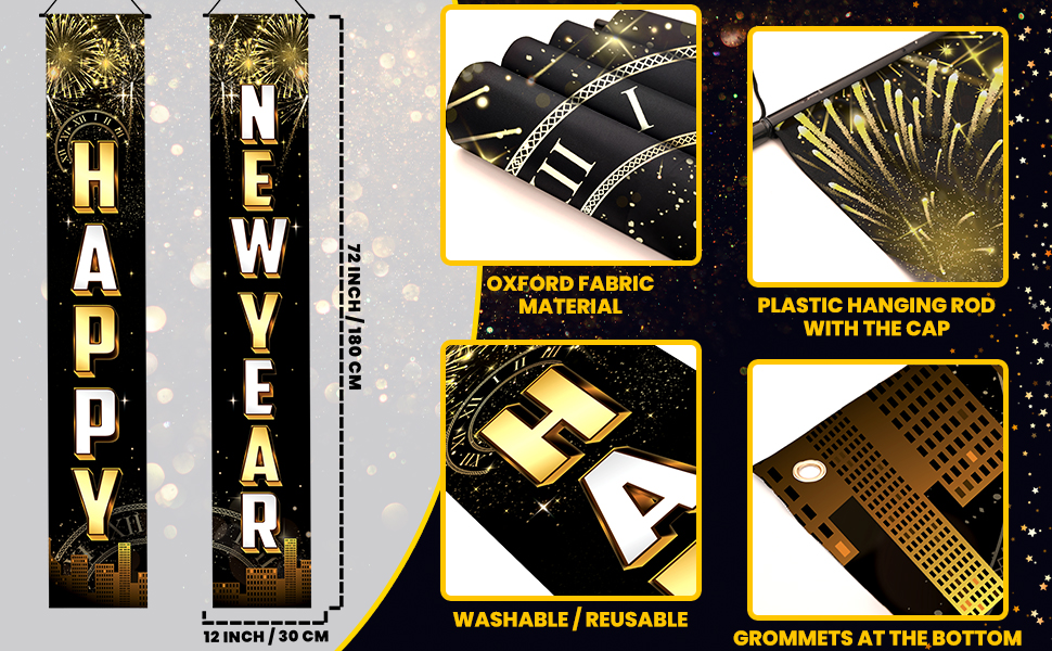 Amazon.com: KatchOn, Happy New Year Door Banner - 72x12 Inch | Happy ...