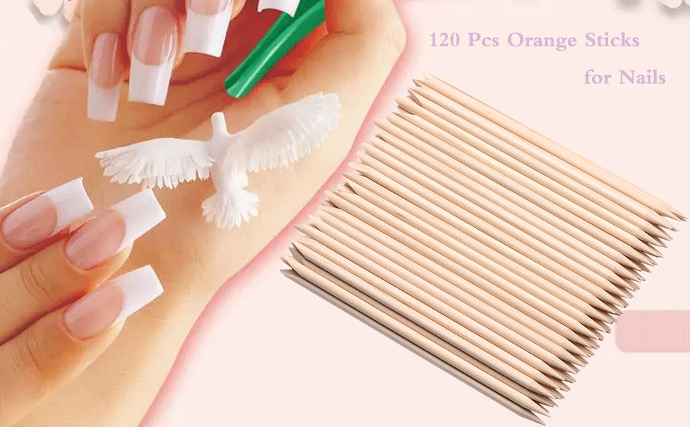 Amazon.com : 120 Pcs Orange Sticks for Nails - Borogo Orange Wooden Nail Sticks Double Sided ...