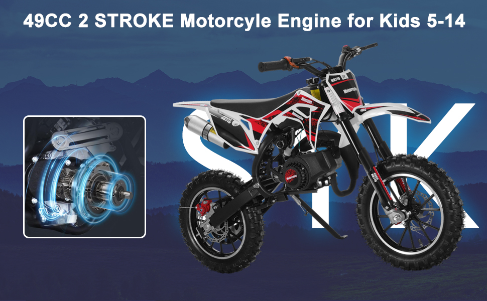 Amazon.com: mufsceku 49CC Upgrade Kids Dirt Bike,2-Stroke Gas Power Motocross,Off Road Dirtbike ...