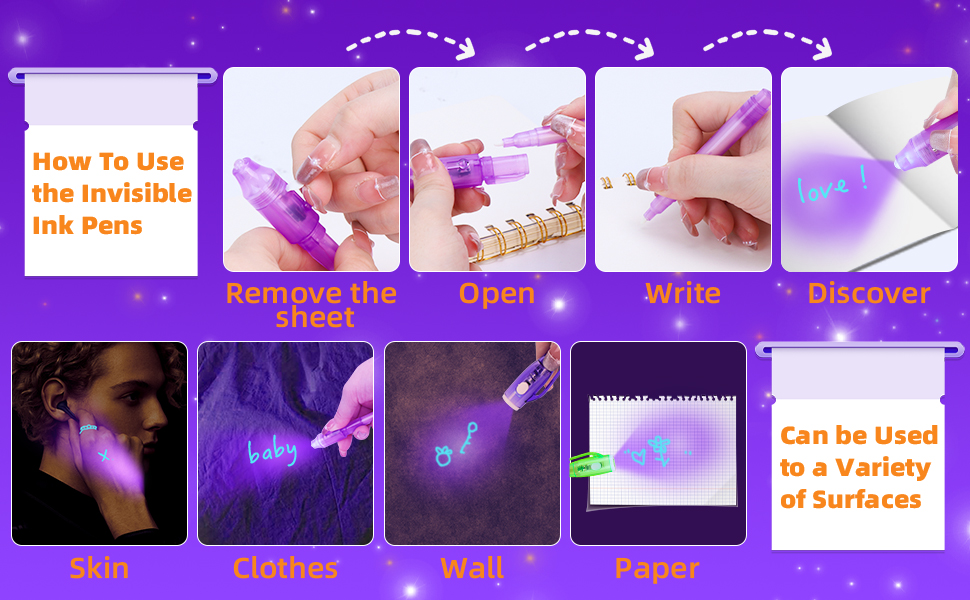 Amazon.com: 30PCS Invisible Ink Pen, Spy Invisible Ink Pen With UV Light, for Kids Halloween ...