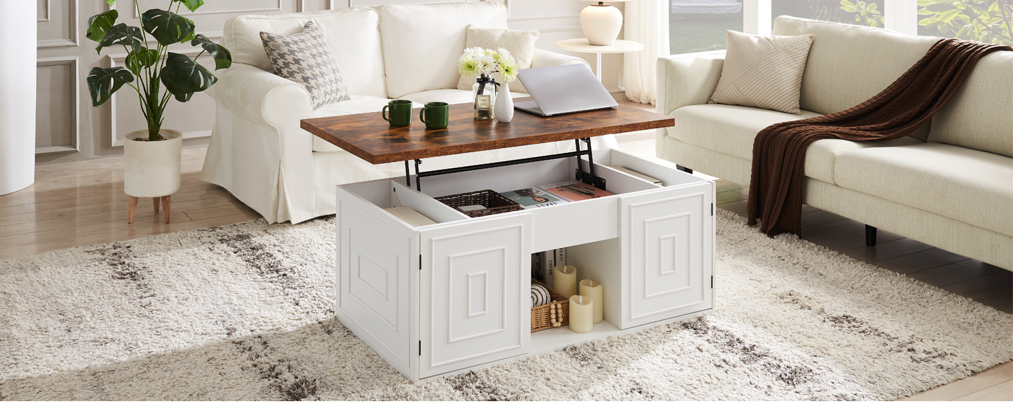 Amazon.com: ONBRILL Lift Top Coffee Table with Storage, 48" Rustic Center Table with Hidden ...