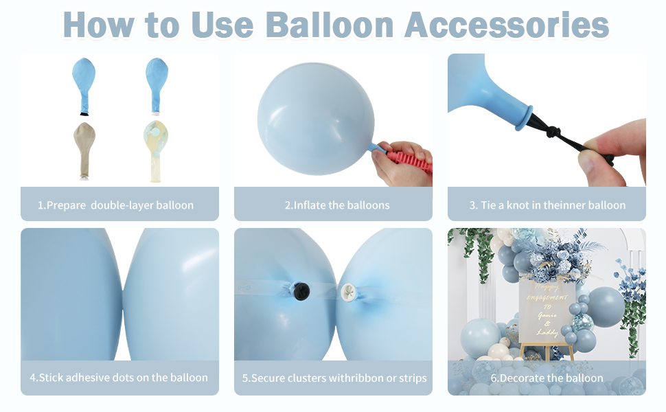 Amazon.com: Double Stuffed Dusty Blue White Balloon Garland, Baby Blue Balloon White Sand Beige ...