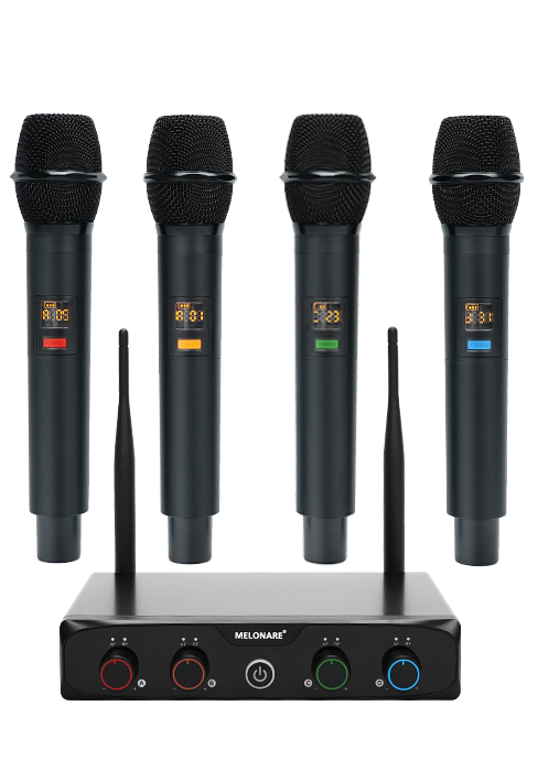 Amazon.com: MELONARE UHF Wireless Microphone System, Quad-Channel Wireless Mic Set w/ 4 Handheld ...