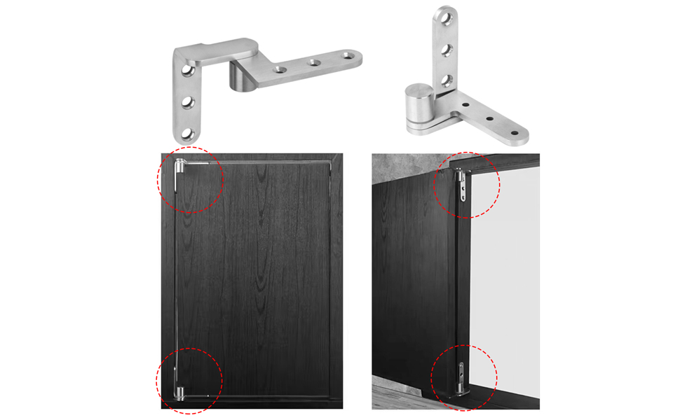 4 Pcs Pivot Door Hinges, Thickness 4.7 mm Stainless Steel Inset 270 Degree Shaft Offset Pivot ...
