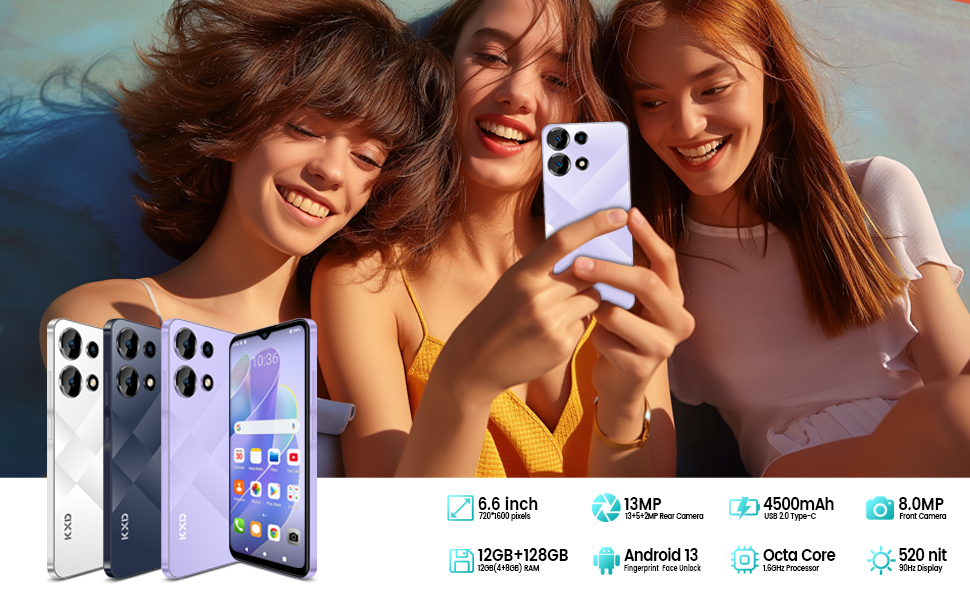 Amazon.com: KXD A10 Unlocked Smartphone 2024, 12+128GB/TF 256GB Expand, Android 13 Unlocked Cell ...