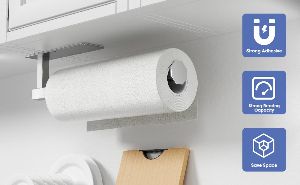 Amazon.com - GLNLQ Under Cabinet Paper Towel Holder, Self Adhesive Wall Mount, Rustproof ...