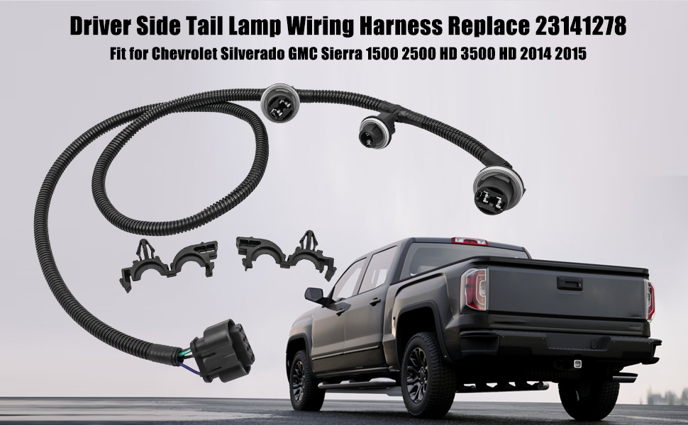 Amazon.com: EMIHO Driver Side Tail Lamp Wiring Harness Replace 23141278 Fit for Silverado GMC ...