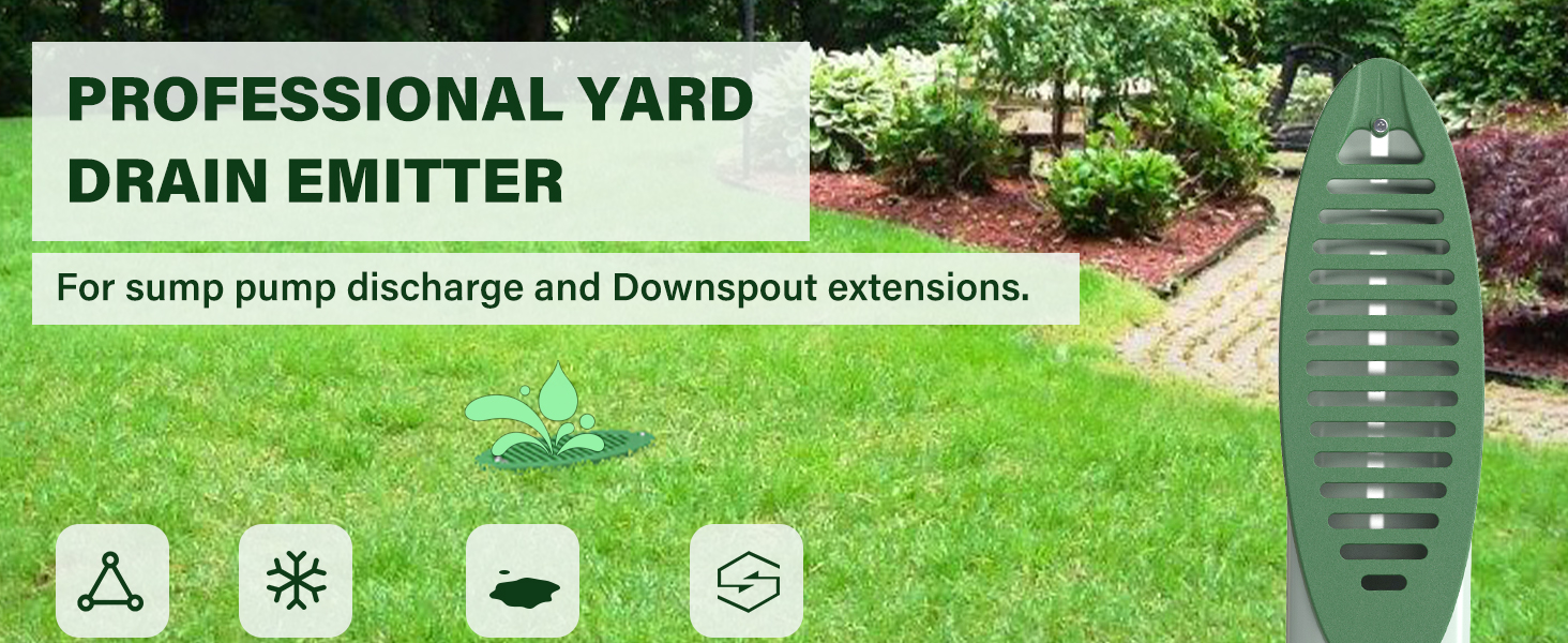 4 in. Green Angled Drainage Grate Yard Drain, Yard Drain Emitter for ...