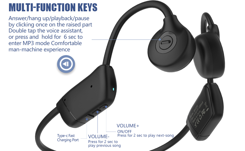 Bone Conduction Headphones Wireless Bluetooth 5.3 Open Ear Headphones ...