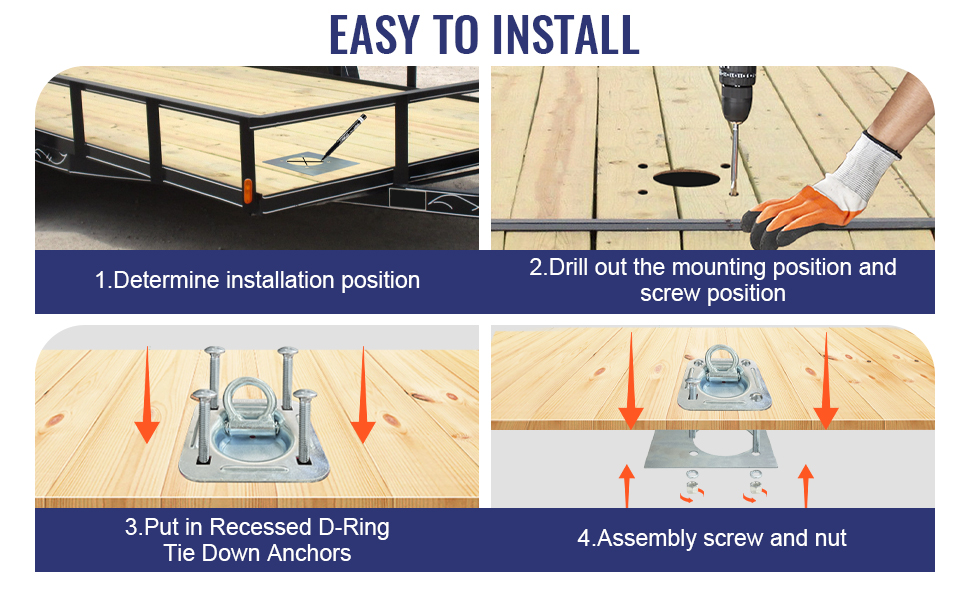 Amazon.com: Lanbos Recessed D-Ring Tie Down Anchors for Trailer, Trailer Tie Down Anchors Heavy ...