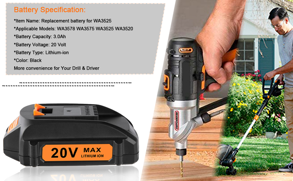 Amazon.com: 2Pack Replacement 20V Battery and Charger Combo Compatible with Worx 20V Battery ...