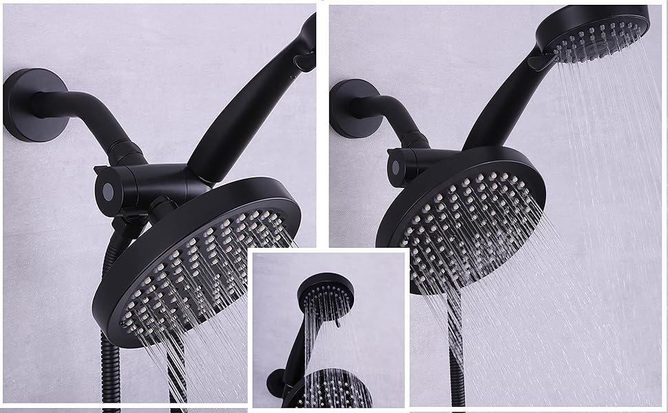 LIWEIKE 2 Handle Shower Faucet Set, Wall Mounted Two Handles Rain Shower Head and Handle Set ...