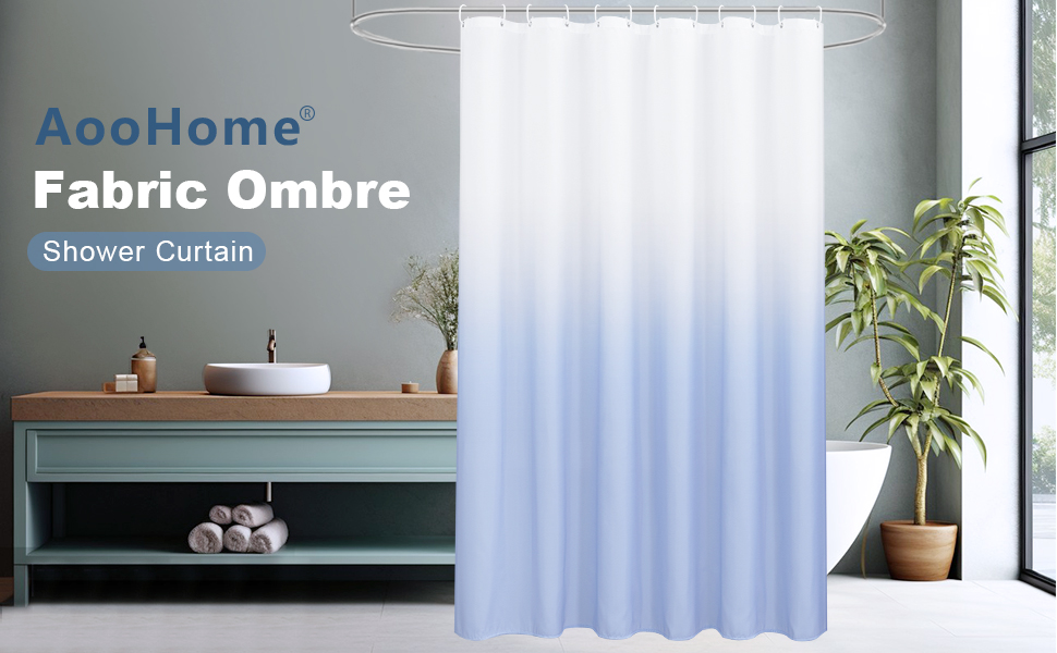 Amazon.com: AooHome Fabric Shower Curtains, Cloth Ombre Blue Shower Curtain Sets, Washable ...