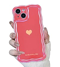 Amazon.com: QLTYPRI Compatible with iPhone 15 Case, Cute Curly Wave Frame Clear Case for Girls ...