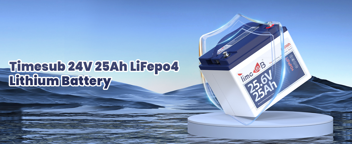 Amazon.com: 24V 25Ah LiFePO4 Battery, Timeusb 24V 640Wh Lithium Battery ...