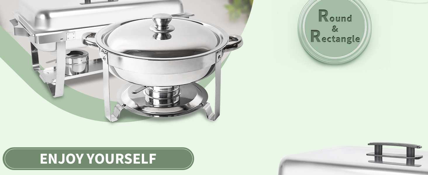 Amazon.com: IMACONE Chafing Dish Buffet Set 2 Pack, 8 QT Rectangle & 5QT Round Stainless Steel ...