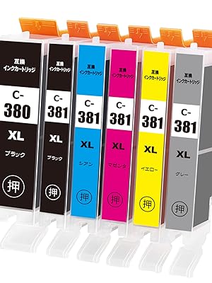 Amazon.co.jp: キャノン BCI-381XL BCI-380XL 互換インクカートリッジ Canon インク 380 381 6色マルチパック BCI-381 BCI-380 大 ...