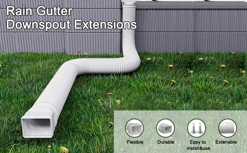 Feya 2 Pack Flexible Rain Gutter Downspout Extensions, Down Spout Drain ...
