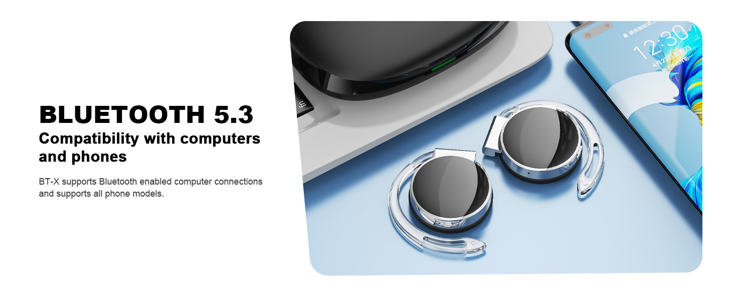 On Ear Headphones Wireless Bluetooth V5.3, Open Ear Earbuds Wireless ...