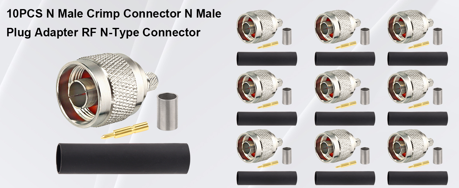 Amazon.com: XRDS -RF RG8X N Male-Plug Crimp Connector 10PCS, N Male Crimp Connector for RG8X ...