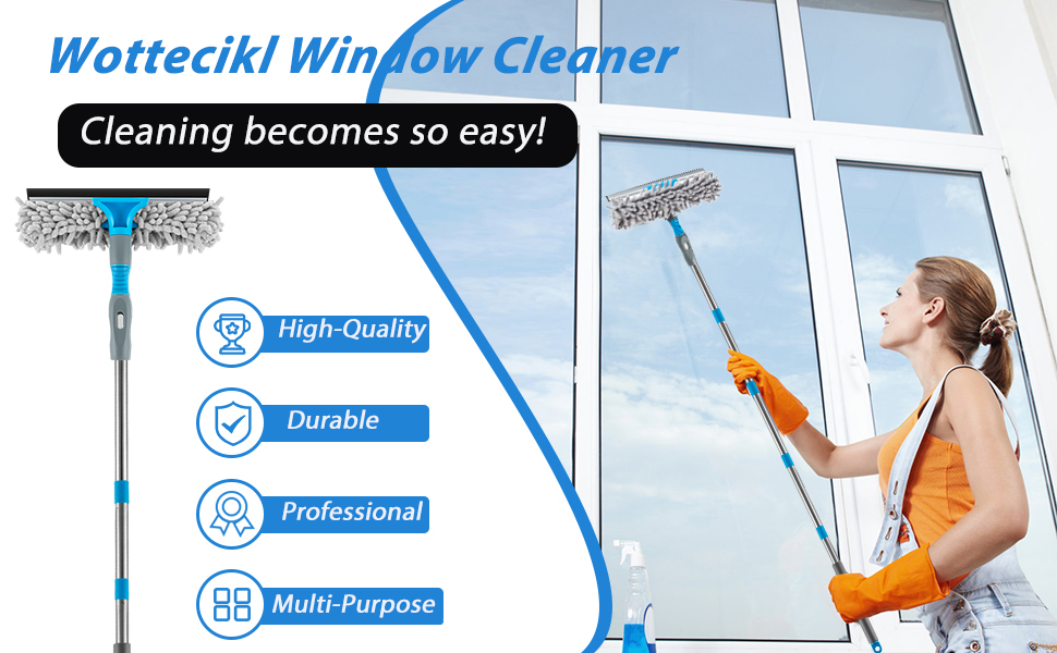 Amazon.com: Wotteickl Window Squeegee Cleaner, 2 in 1 Rotatable Window Cleaning Tool Kit, Multi ...