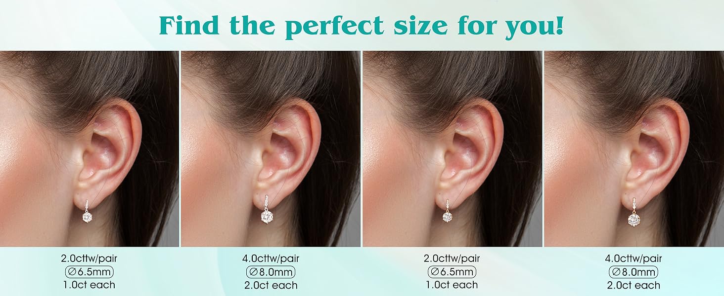 Amazon.com: Moissanite Dangle Stud Earrings for Men Women, 2-4CT White Gold Plated 925 Sterling ...