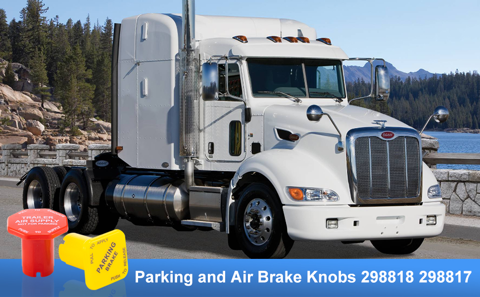Parking and Air Brake Knobs 298818 298817, 298818N Yellow Semi Truck Parking Brake Knobs and ...