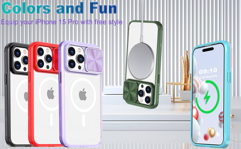 Amazon.com: WATEFULL Clear Case Compatible with iPhone 15 Pro MagSafe Sliding Camera Lens Cover ...
