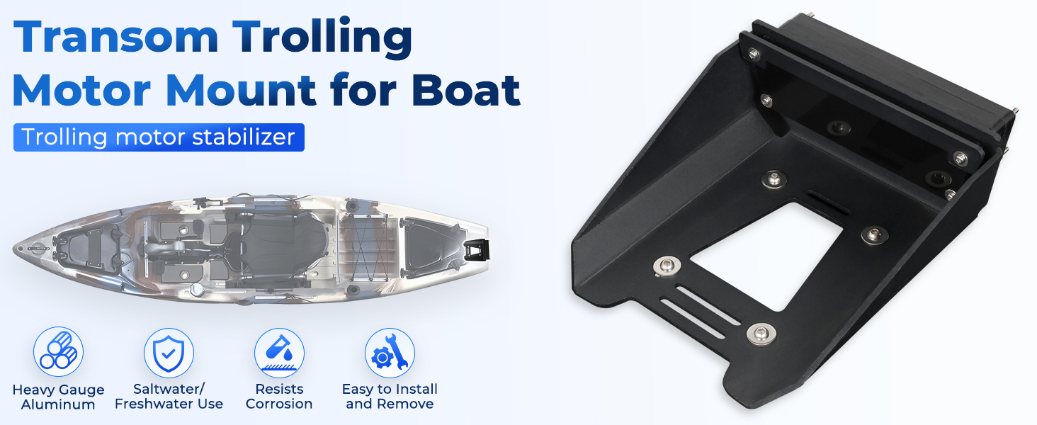 Spirrelab Transom Trolling Motor Mount for Kayaks, Kayak Electric Trolling Motor Bracket for ...
