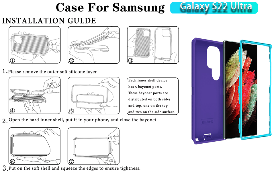 Amazon.com: ONOLA Phone Case for Samsung Galaxy S22 Ultra Case with HD Screen Protector, Heavy ...