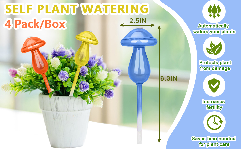 Amazon.com: HYH Plant Watering Globes 4 Pack Colorful Mushroom Plant Watering Devices for Indoor ...