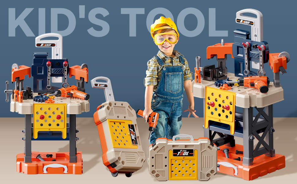 Amazon.com: POFJOEQ Kids Tool Bench for Toddlers，Kids Tool Set with ...